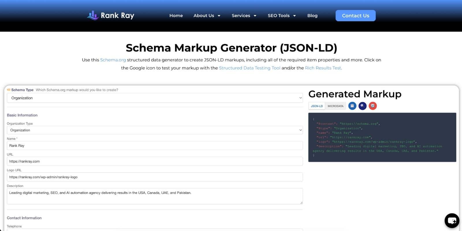 Schema Markup Generator (JSON-LD) | Rank Ray